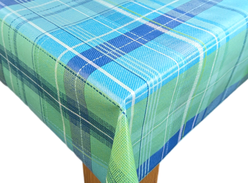 Caribean Tide Check Vinyl Oilcloth Tablecloth - Wipe Clean Tablecloths ...